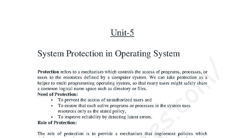 OS R20 - UNIT 5 - System Protection Mechanisms in Operating Systems ...