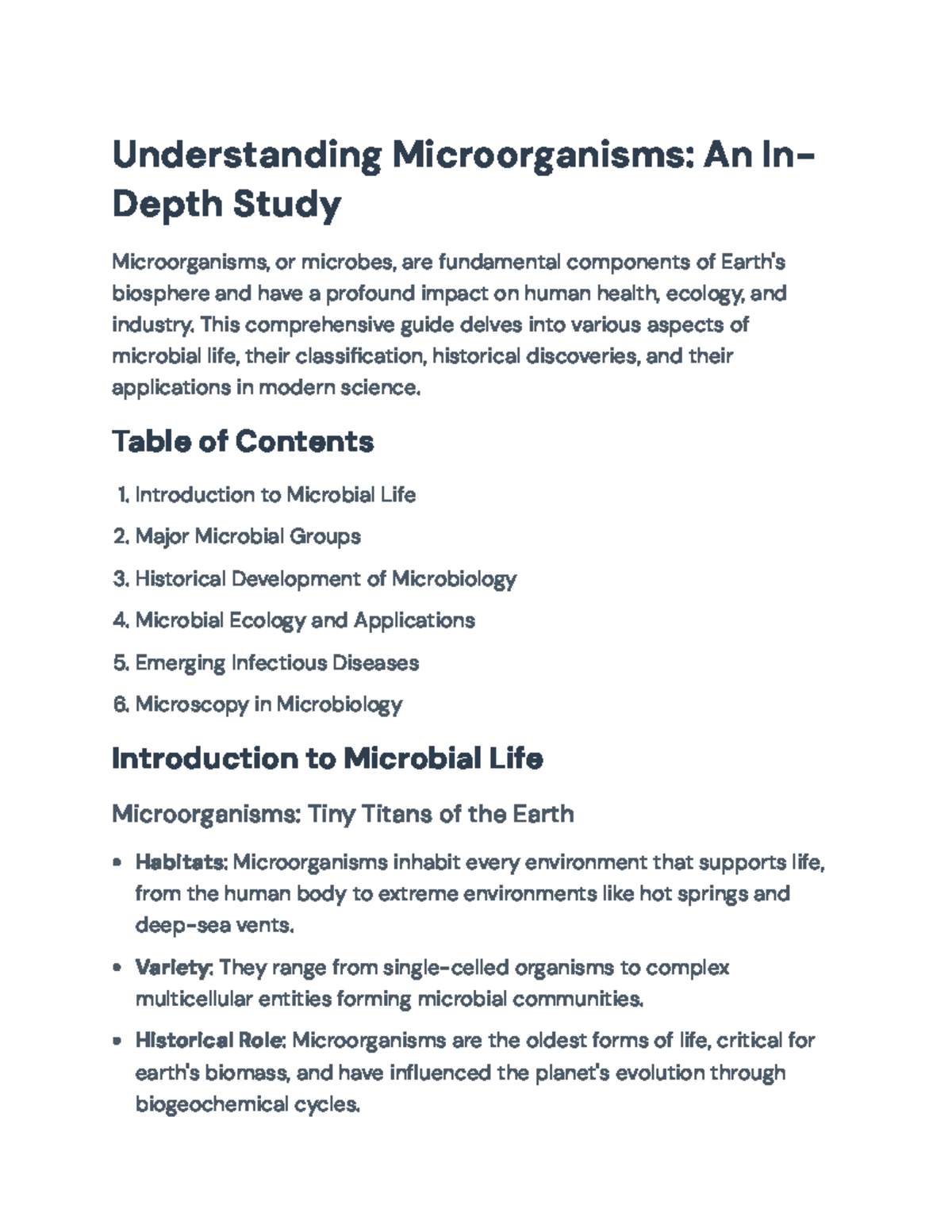 Understanding Microorganisms: A Comprehensive Study (BIO101 ...