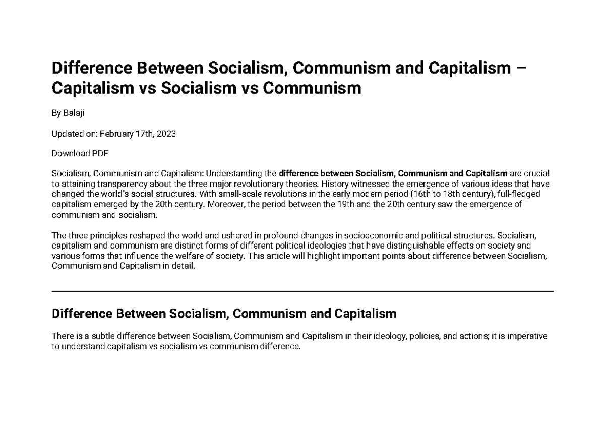 Economic Systems 1: Understanding Socialism, Communism & Capitalism ...