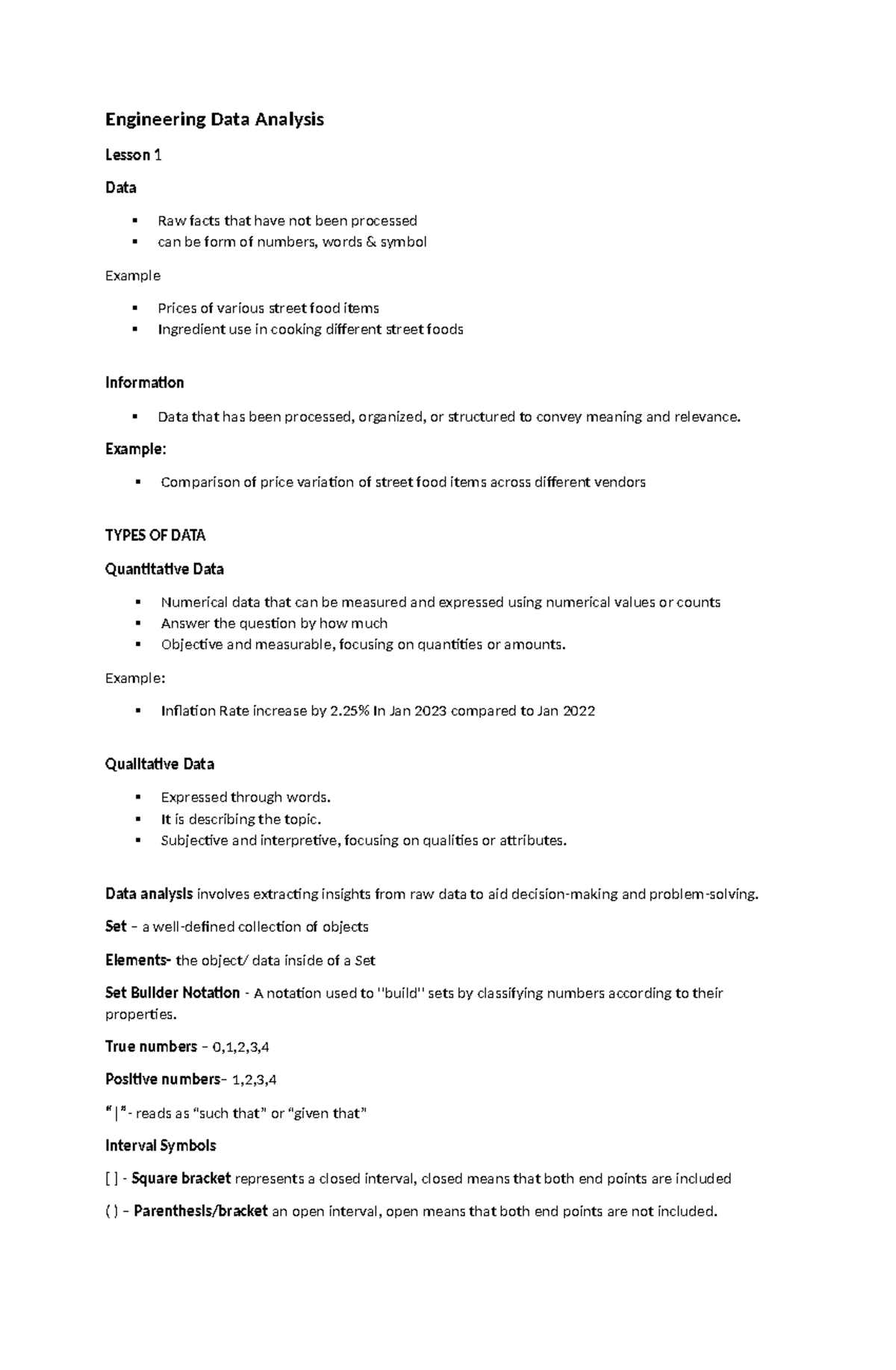 EDA- Definition - Study notes - Engineering Data Analysis Lesson 1 Data ...