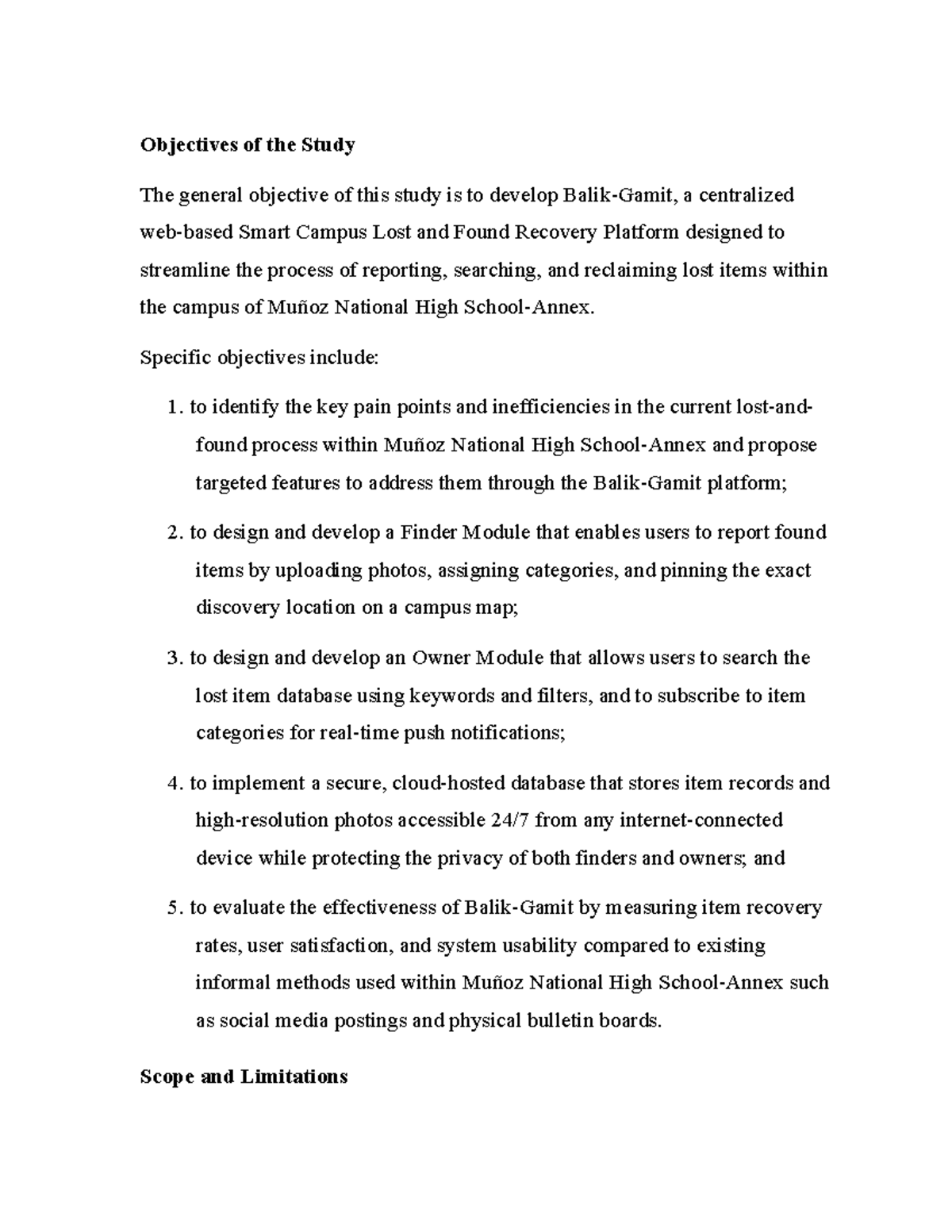 Smart Campus Lost and Found Recovery Platform Objectives - MUNHS - Studocu