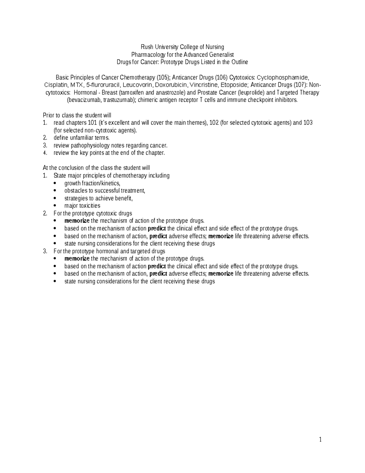 NSG 511 Cancer Therapy 11th ed - Rush University College of Nursing ...