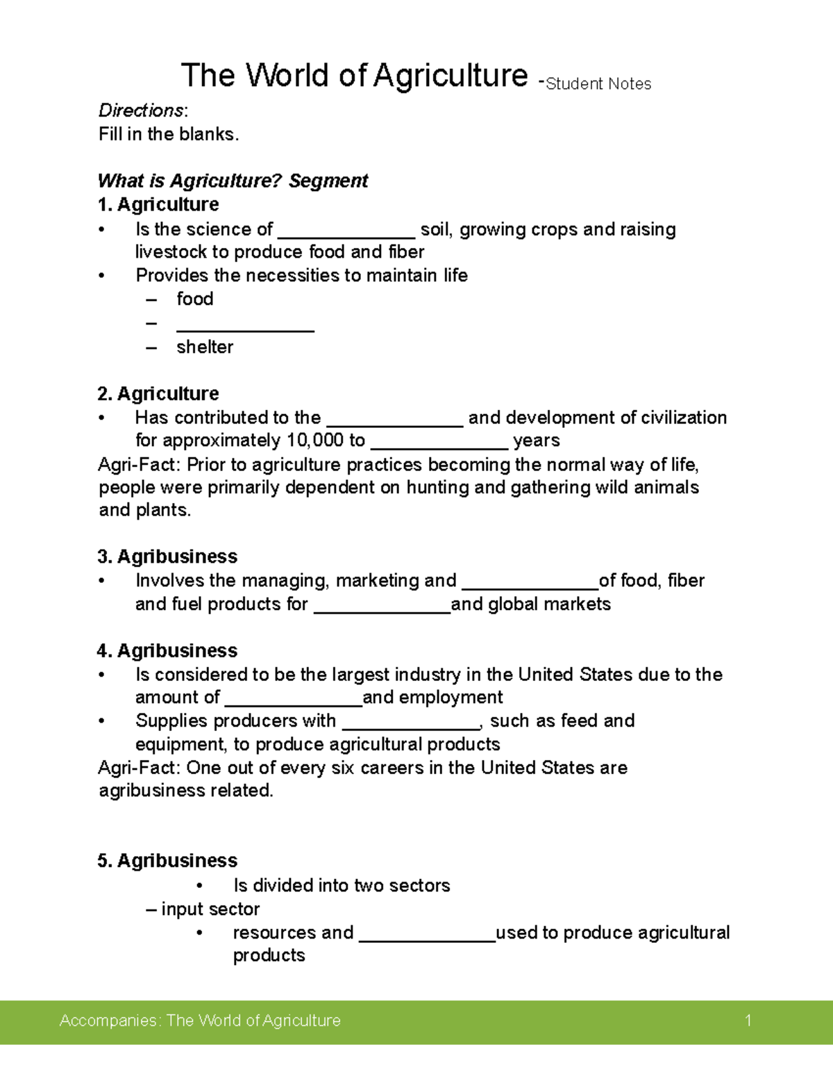 The World of Agriculture Notes (AGRI 101) - Studocu