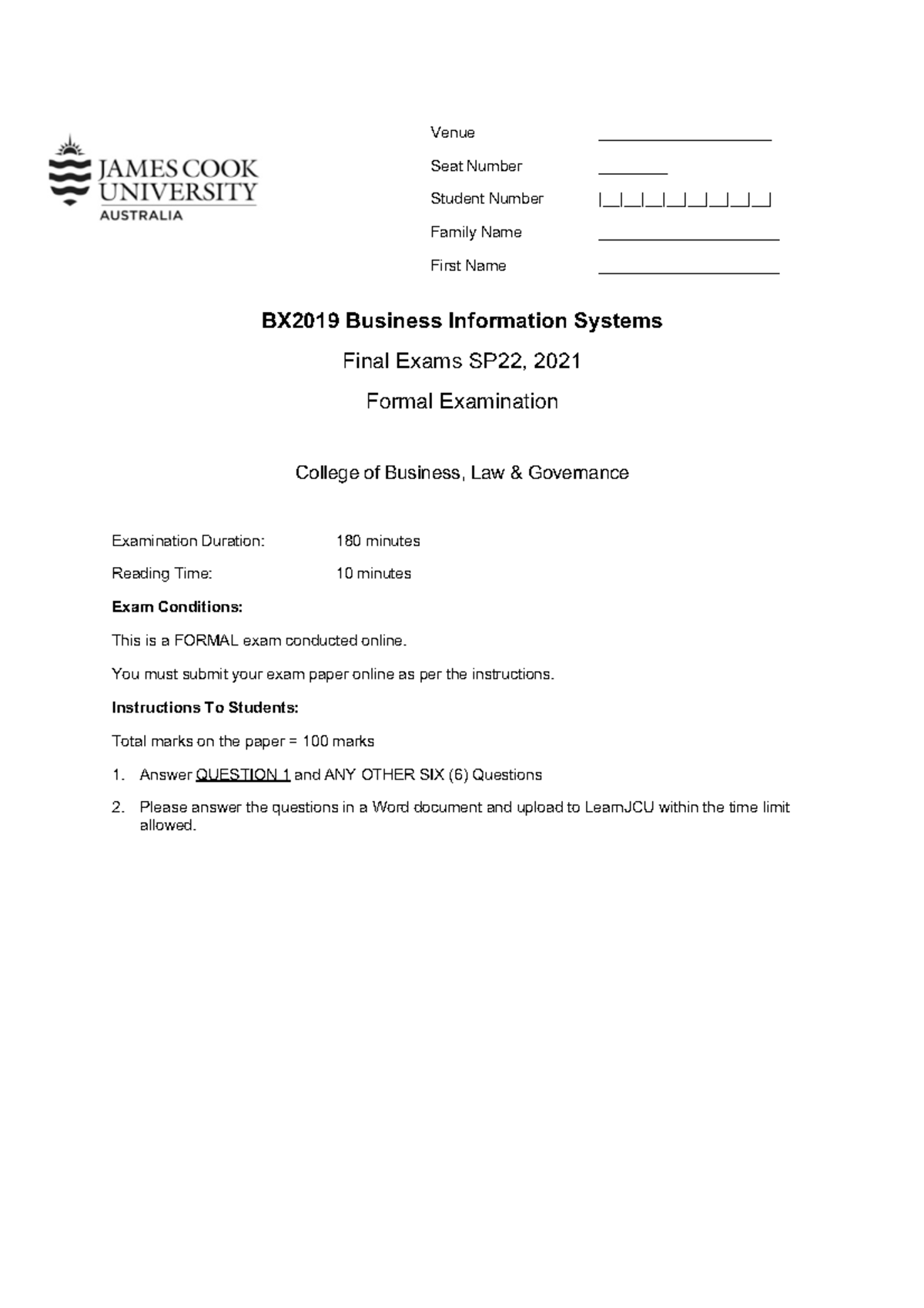 Final Exam Paper: BX2019 Accounting Information Systems SP22 - Studocu