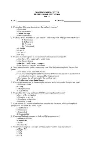 LET Reviewer FOR Professional Education Practice EXAM Questions - LET ...