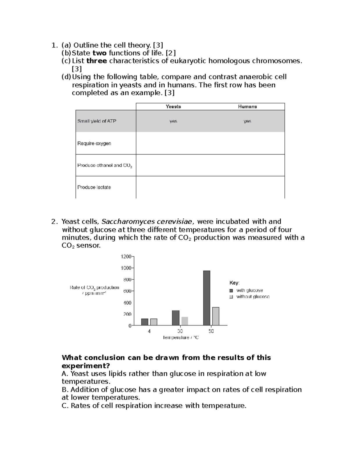 Cell Respiration Practice: MCQ & FRQ Analysis (Bio 101) - Studocu