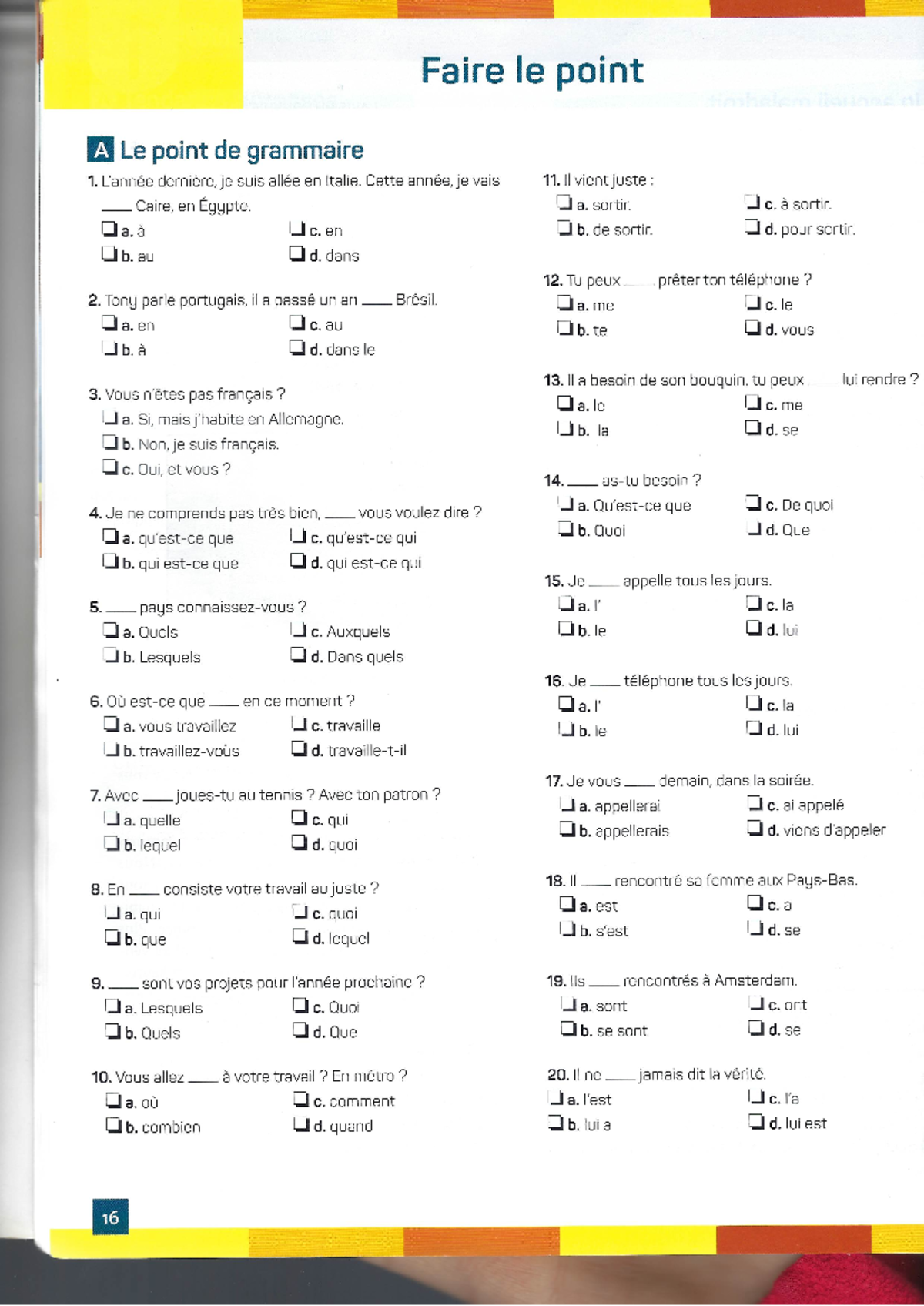 Faire le p b1 - drgwg - Faire le point A Le point de grammaire 1 ...
