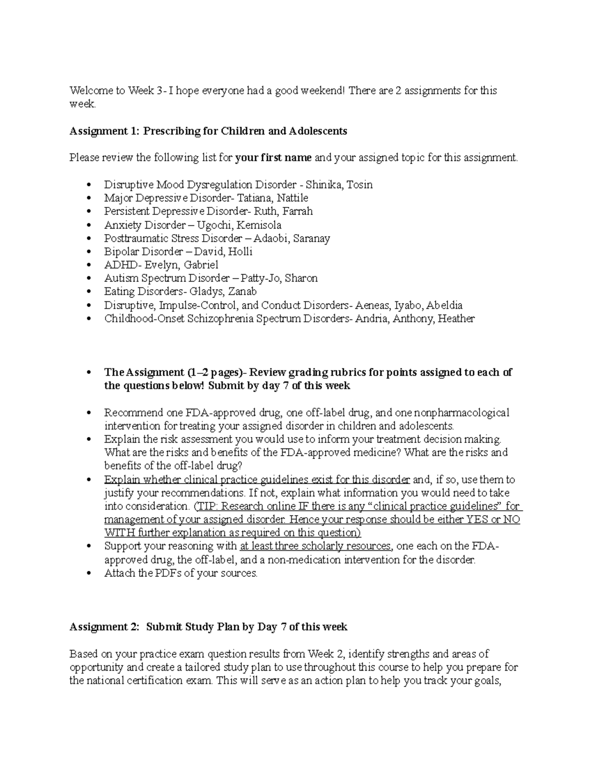 NRNP_6665_Week3_Assignments_Overview_and_Study_Plan - Studocu