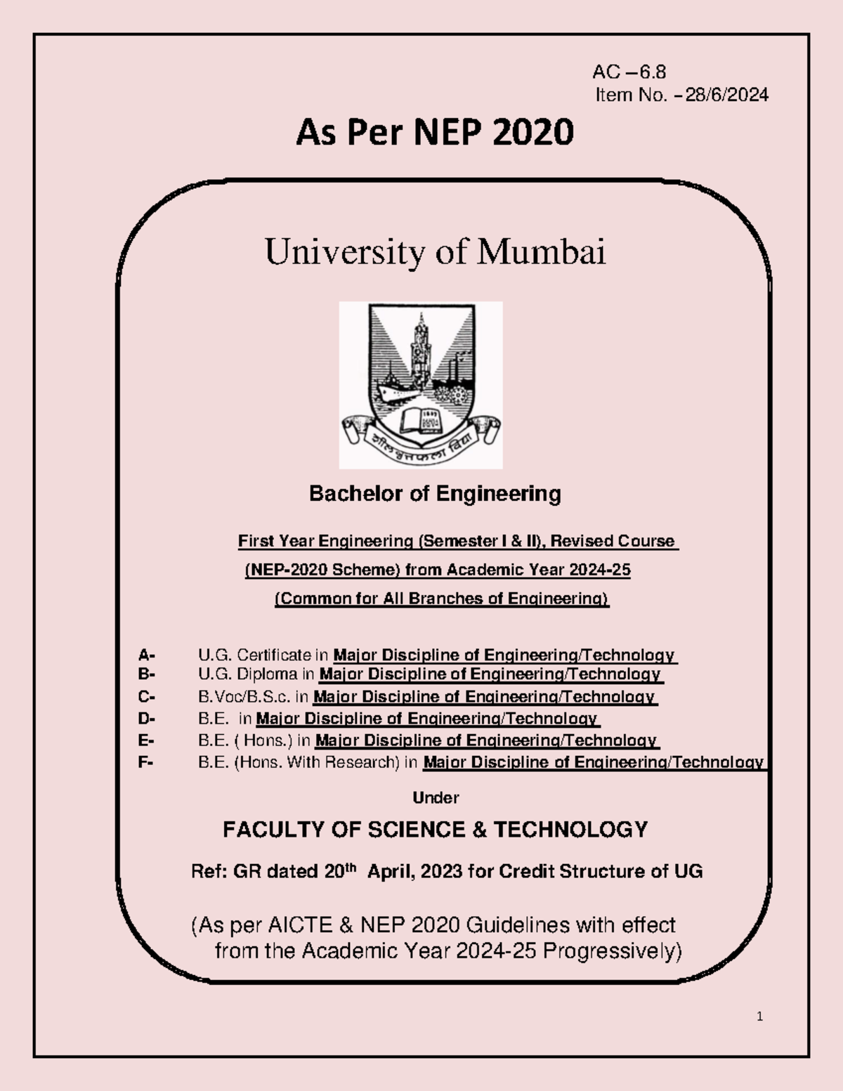 FE-NEP 2020 Syllabus for First Year Engineering (Sem II) - Revised 2024 ...
