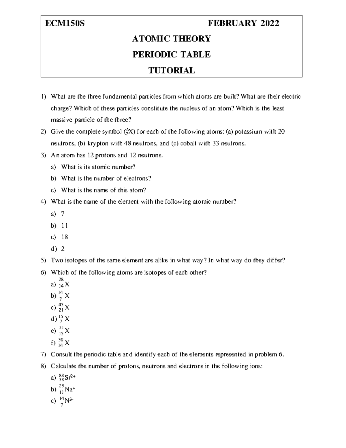 Tut test 1 QP - Question papers - 1) What are the three fundamental ...