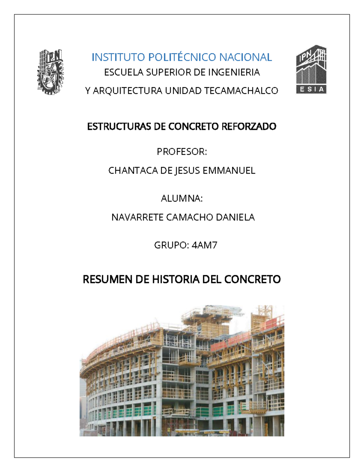 Resumen de Historia del Concreto - Estructuras de Concreto Reforzado - Studocu