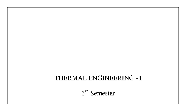 Thermal Engineering I: Key Concepts and Principles - 3rd Semester ...