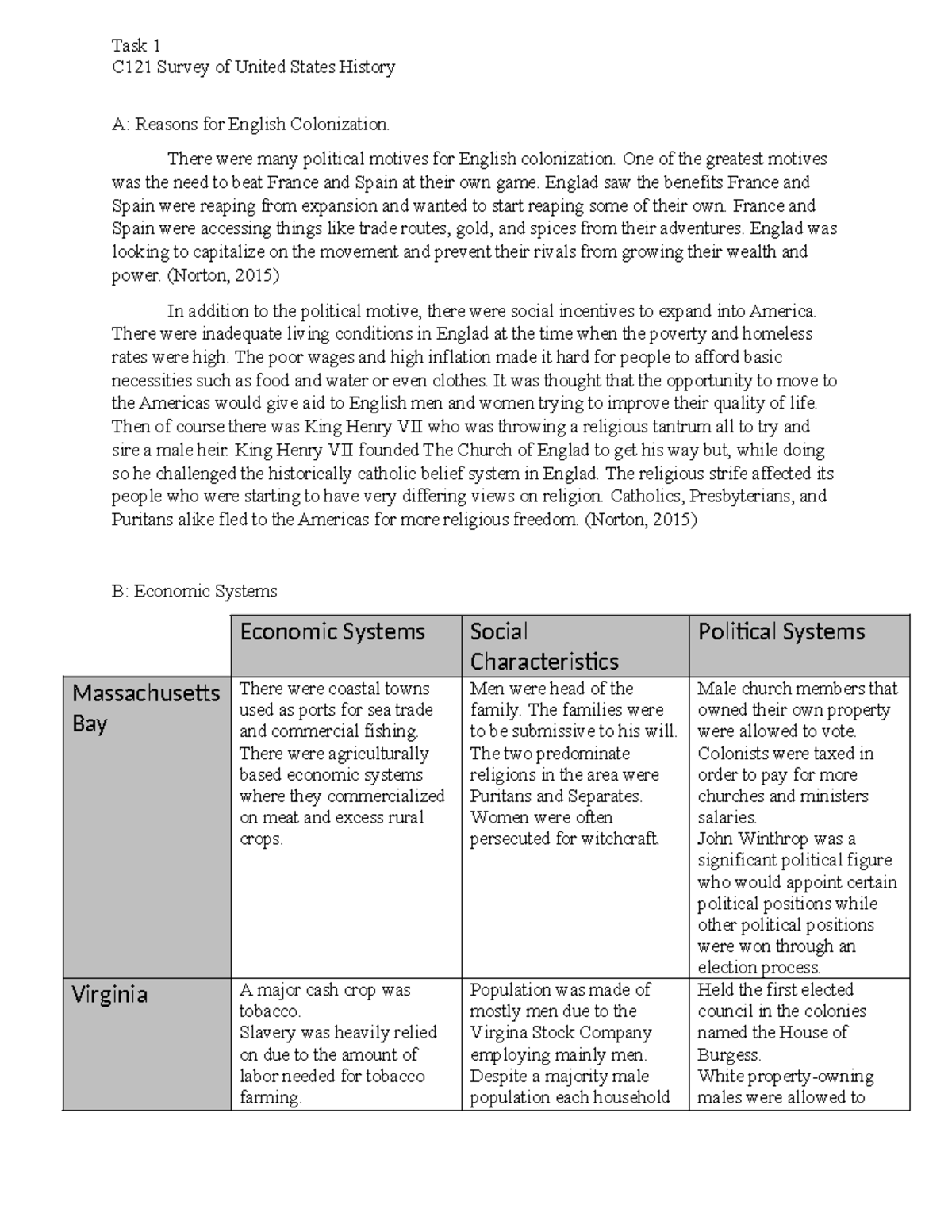 C121 Task 1 - Passed on first try. Easy to follow. - C121 Survey of ...