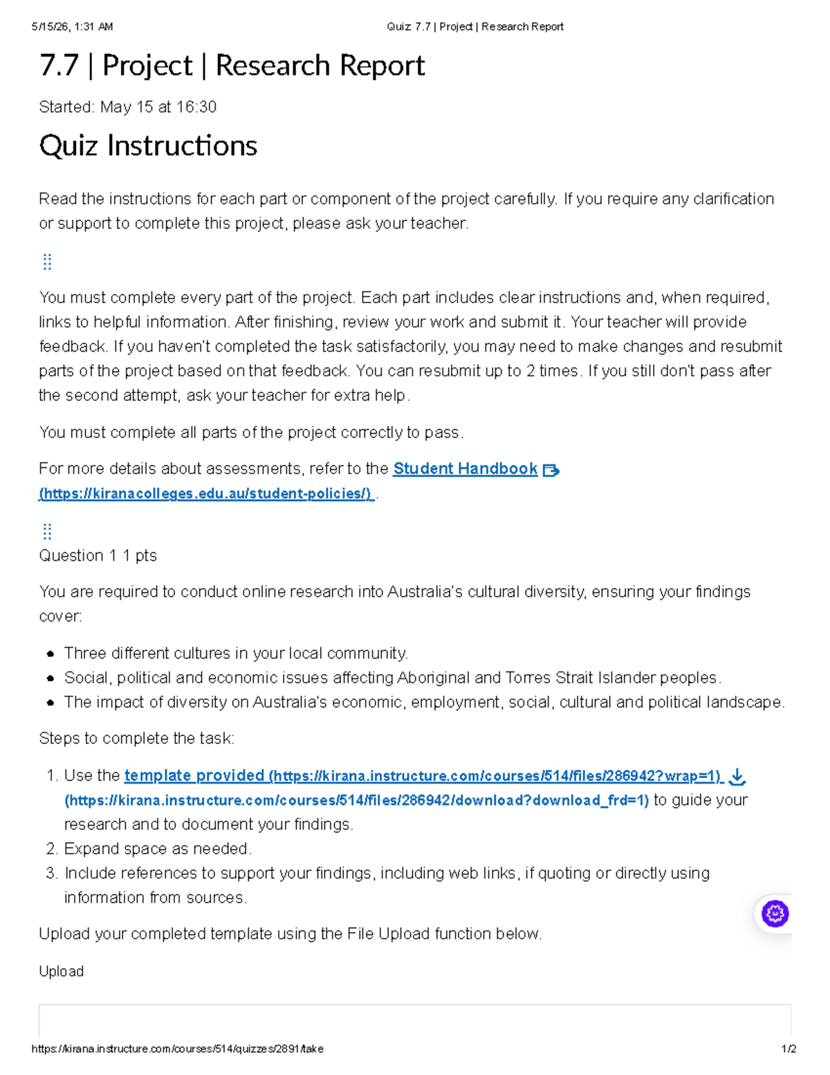Quiz 7.7: Project Research Report on Cultural Diversity - Studocu
