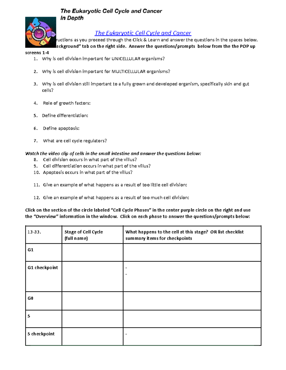 5.4-Eukaryotic Cell Cycle & Cancer: Key Concepts & Questions (2324 ...