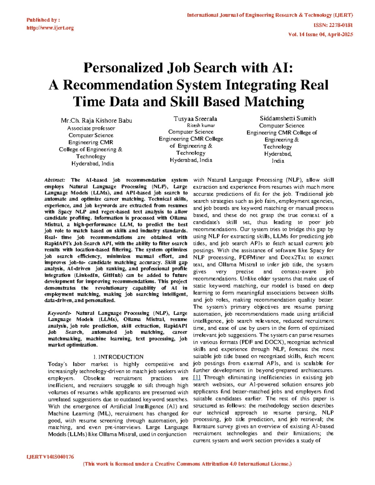 AI-Driven Job Recommendation System: Enhancing Recruitment with NLP & LLMs - Studocu