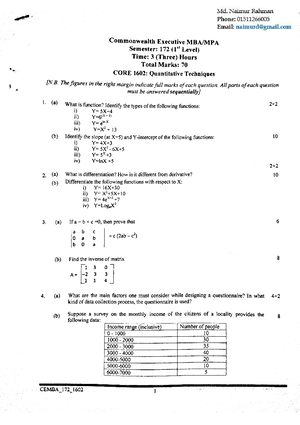 [Solved] Differentiate between the following pairs of functions - Quantitative Technique (1602 ...