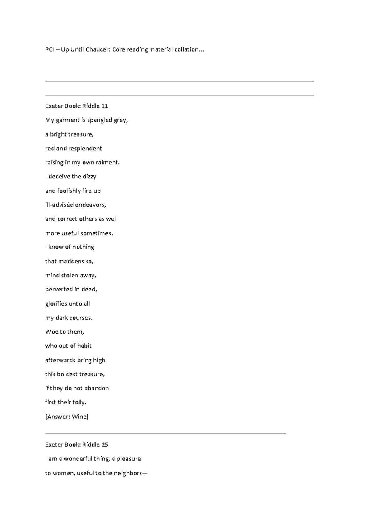 PCI – Final Exam Study Guide: Analyzing Old English Poems - Studocu