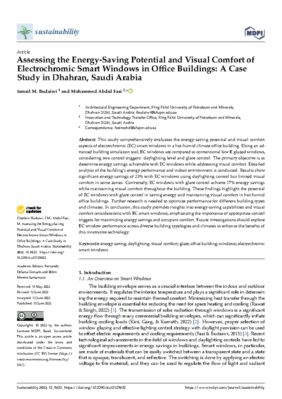 EC 2023: Energy-Saving & Visual Comfort of Electrochromic Windows in ...