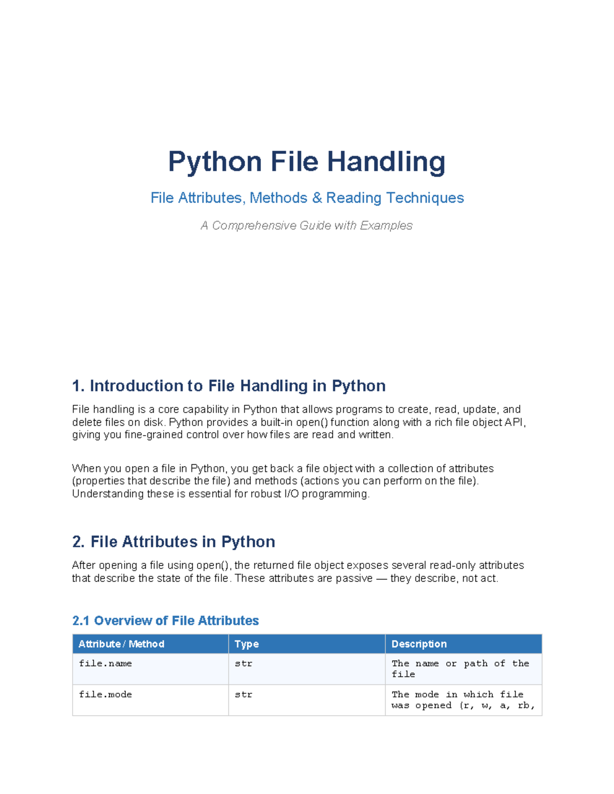 Python File Handling: Attributes, Methods & Reading Techniques Guide ...