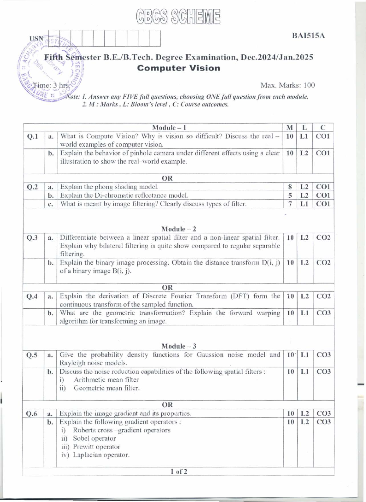 Computer Vision Concepts and Techniques - BAI515A - Studocu