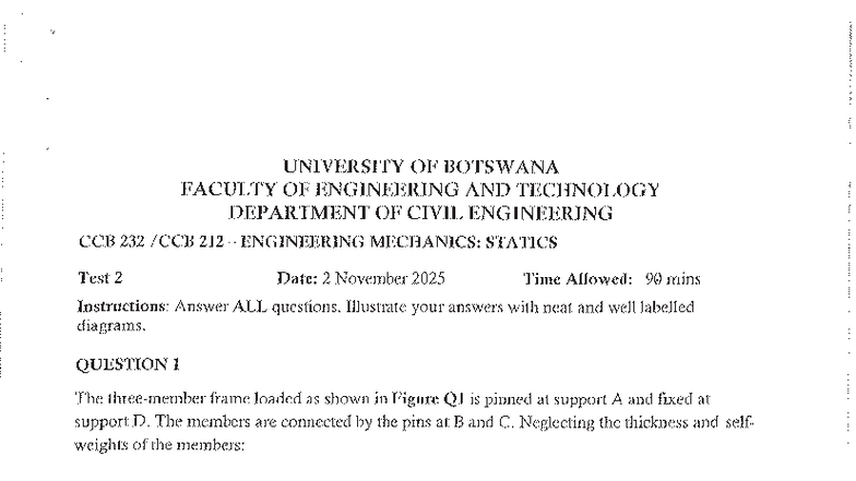CCB 232 TEST 2 Qustions AND Solutions 2025 - UNIVERSITY OF BOTSWANA ...
