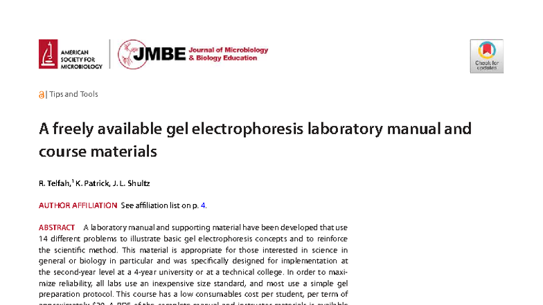 Gel Electrophoresis Lab Manual & Course Materials (BIO 101) - Studocu