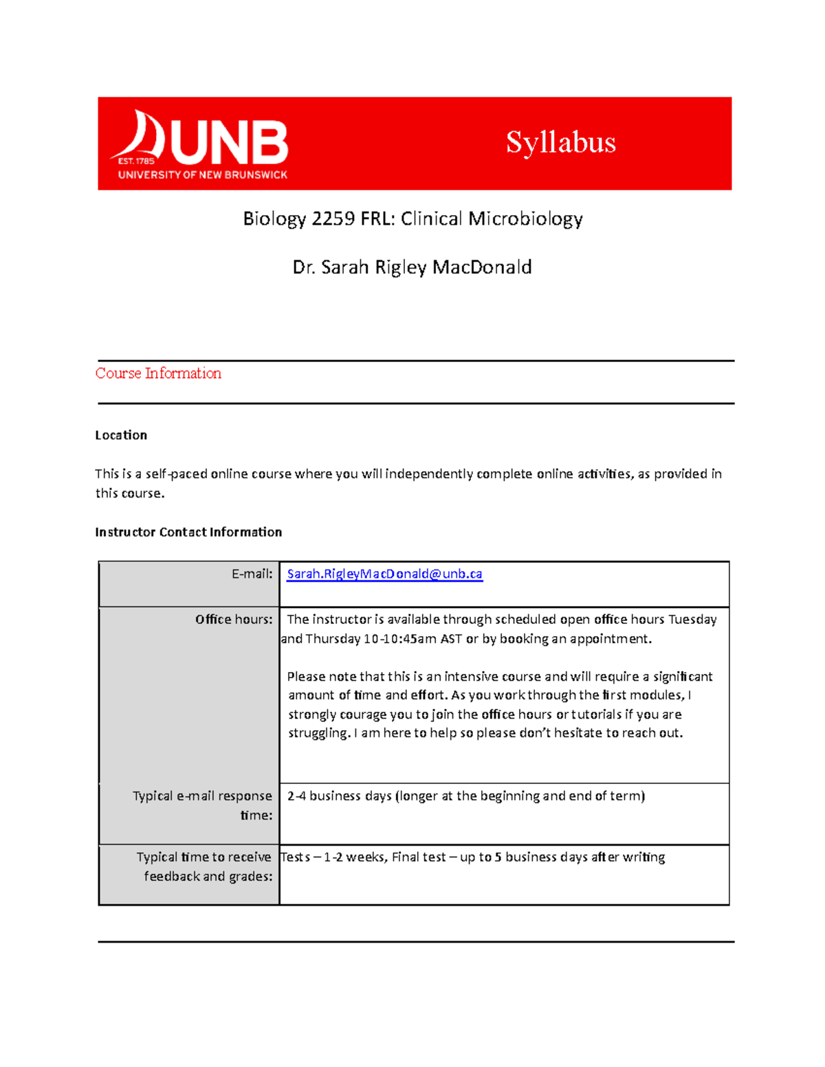 Biol 2259 Syllabus: Clinical Microbiology - Fall 2025 - Studocu