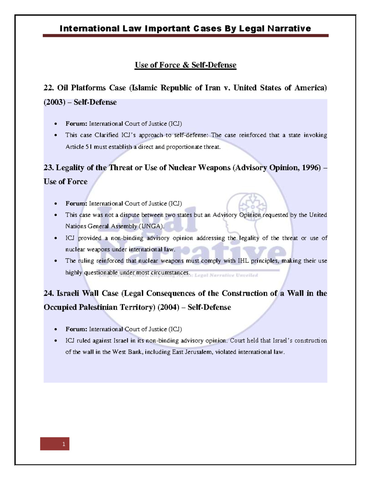 International Law Important Cases Part 2: Key Legal Narratives - Studocu
