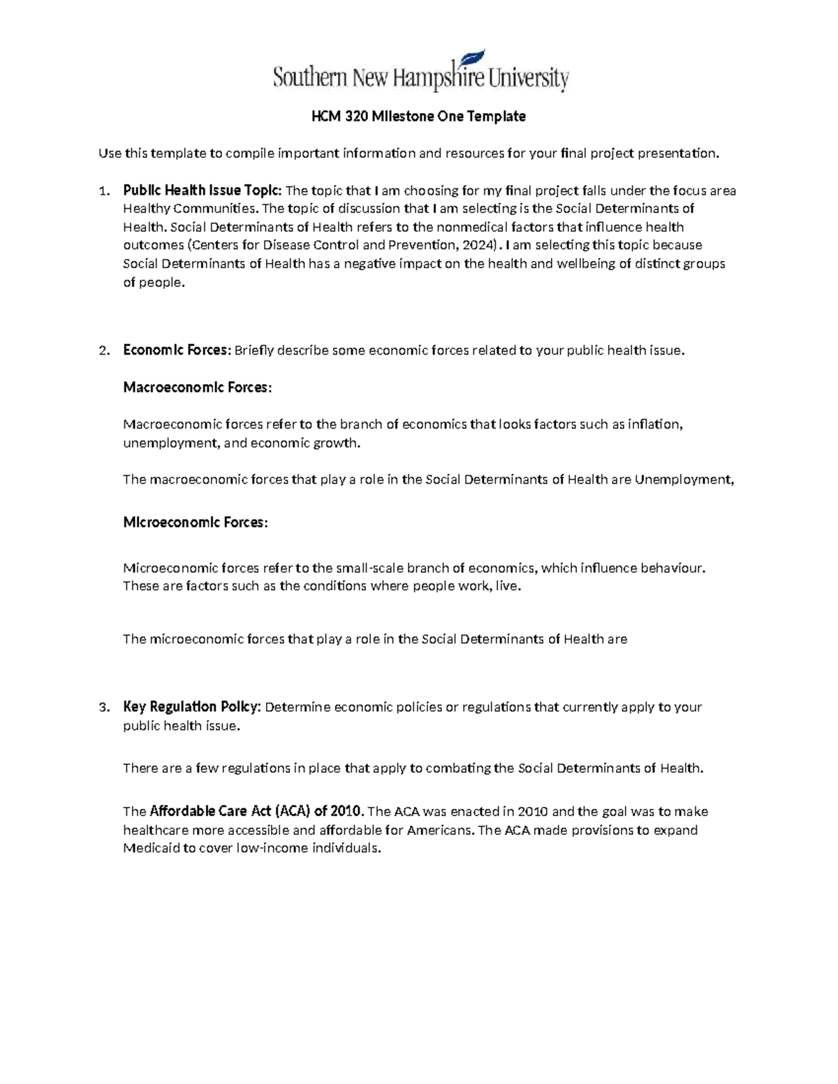 HCM 320 Final Project: Social Determinants of Health Overview - Studocu