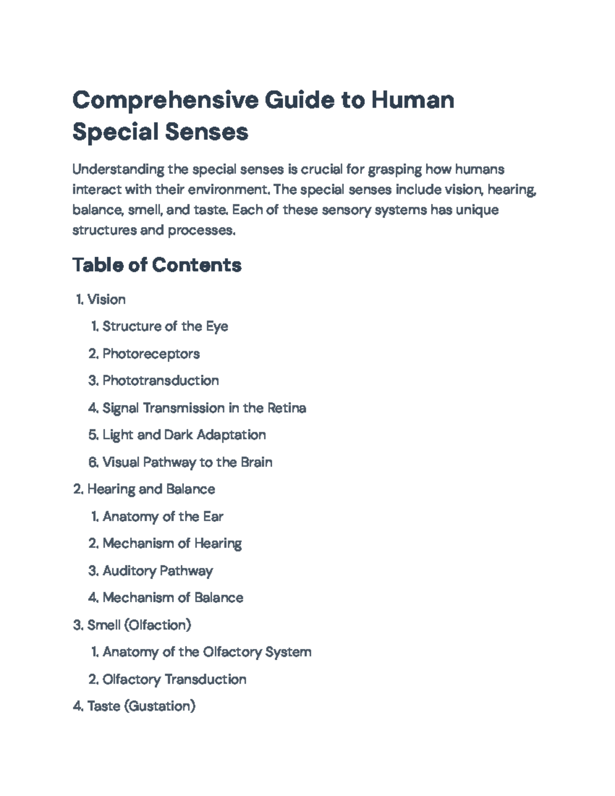 Comprehensive Overview of Human Special Senses and Their Disorders ...
