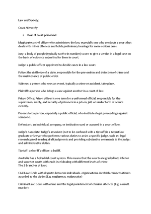 Year 10 Commerce Notes - Topic 1-Law and Society Syllabus Dot Point ...