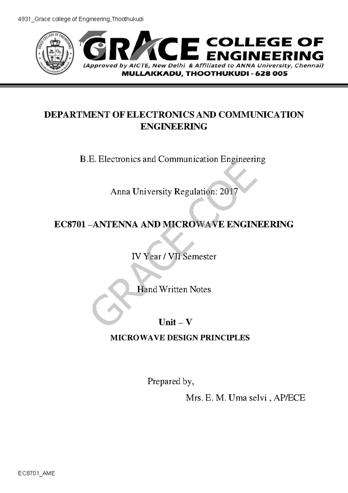 Unit V Microwave Design Principles Notes - EC8701 AME - Studocu