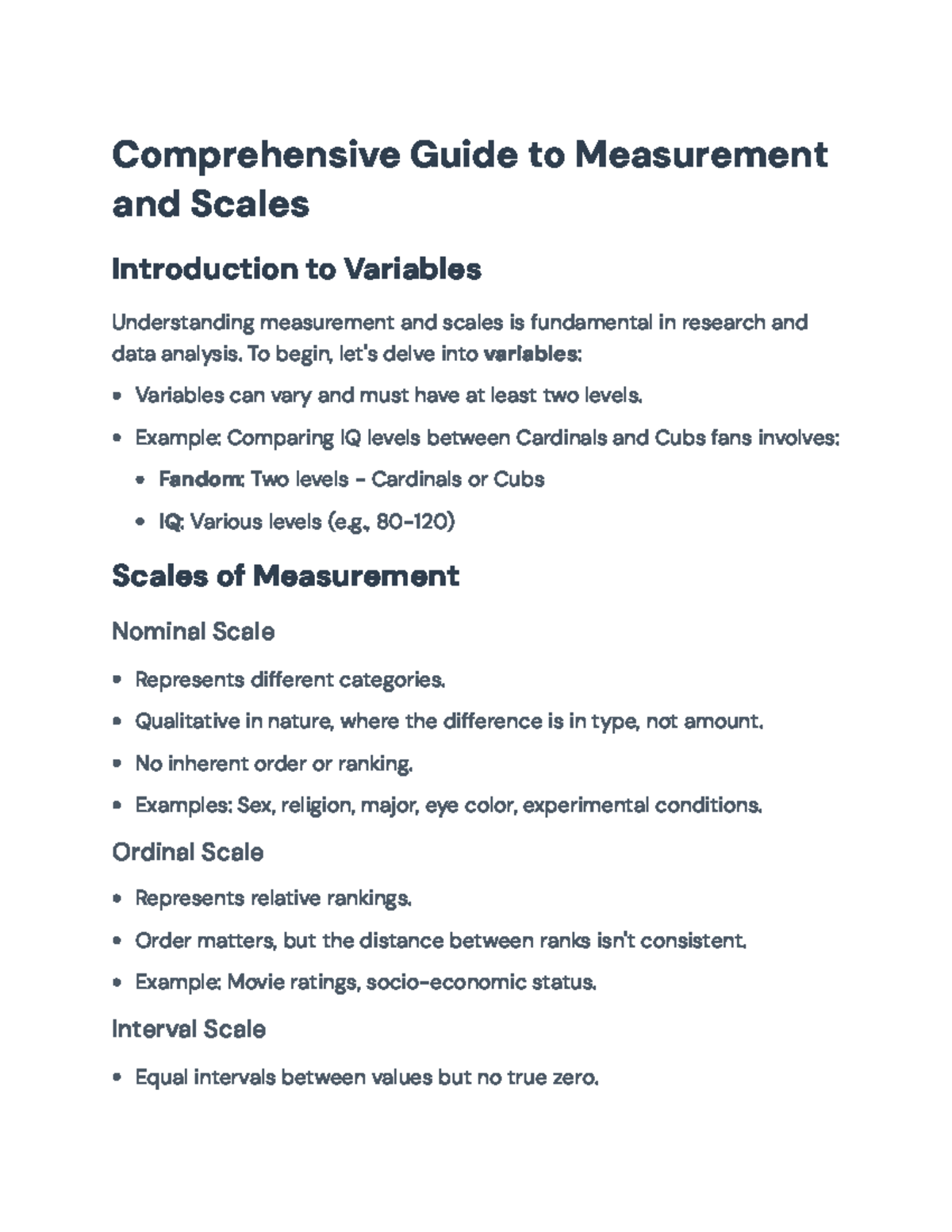 Measurement Scales and Types in Research: A Comprehensive Guide - Studocu