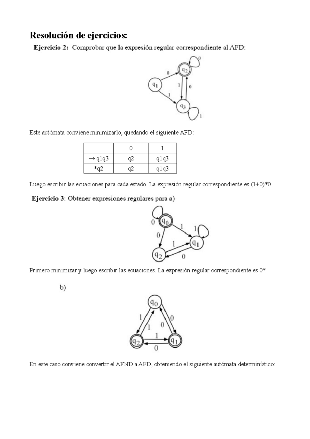 Ejercicios AFD Y AFND - Resolución de ejercicios: Este autómata ...