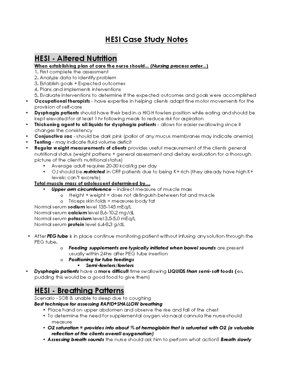 HESI Case Study Notes: Nutrition, Breathing, Constipation, and Mobility ...
