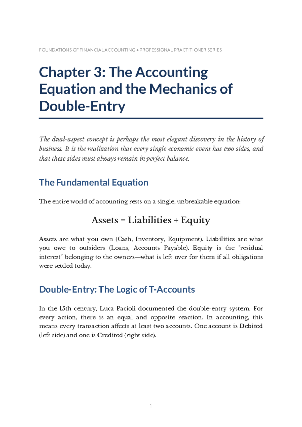 FOUNDATIONS OF FINANCIAL ACCOUNTING Chapter 3: The Accounting Equation ...