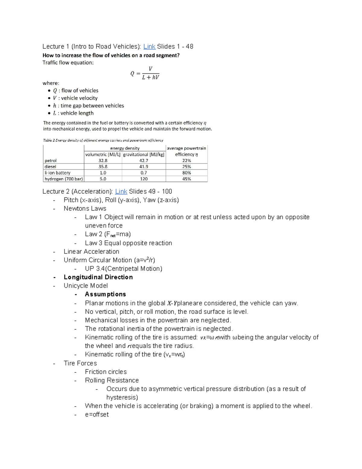 Vehicle Dynamics Lecture Notes: Road Vehicles & Acceleration Concepts ...