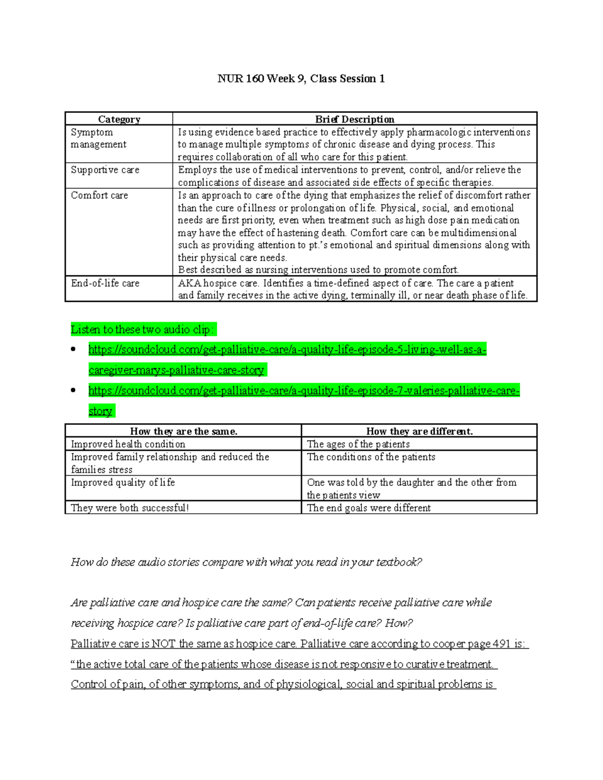 Week 9 160 - Week 9 NUR 160 homework - NUR 160 Week 9, Class Session 1 ...