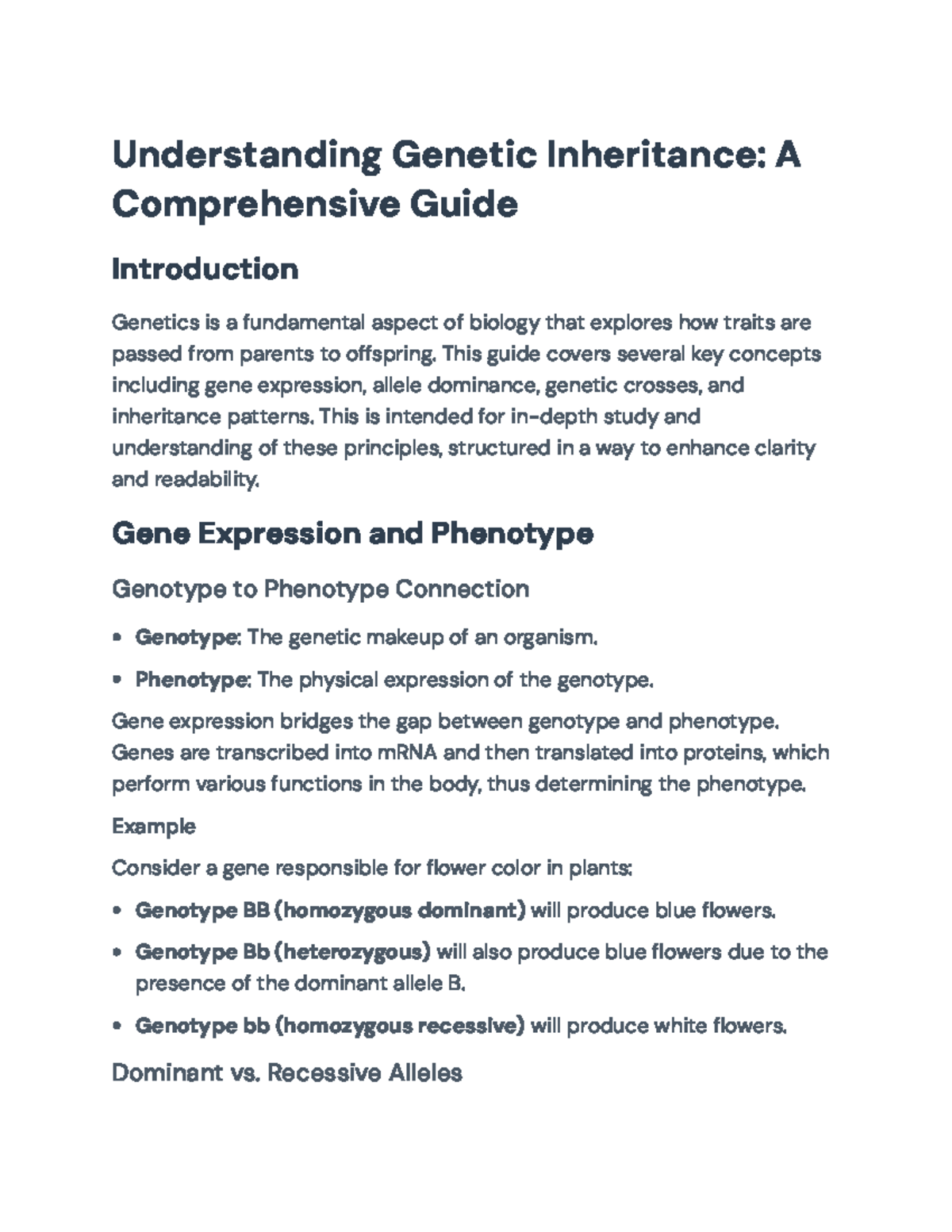Genetic Inheritance Principles: A Comprehensive Study Guide ...