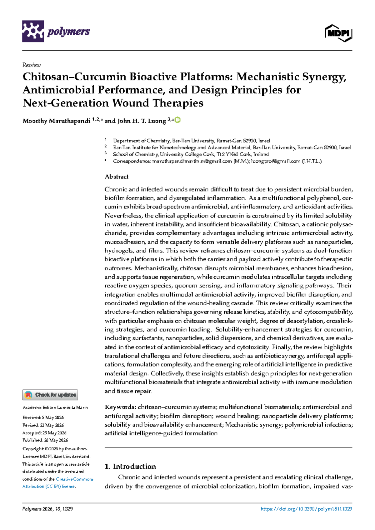 Review of Bioactive Platforms for Wound Therapies: Curcumin & Chitosan ...