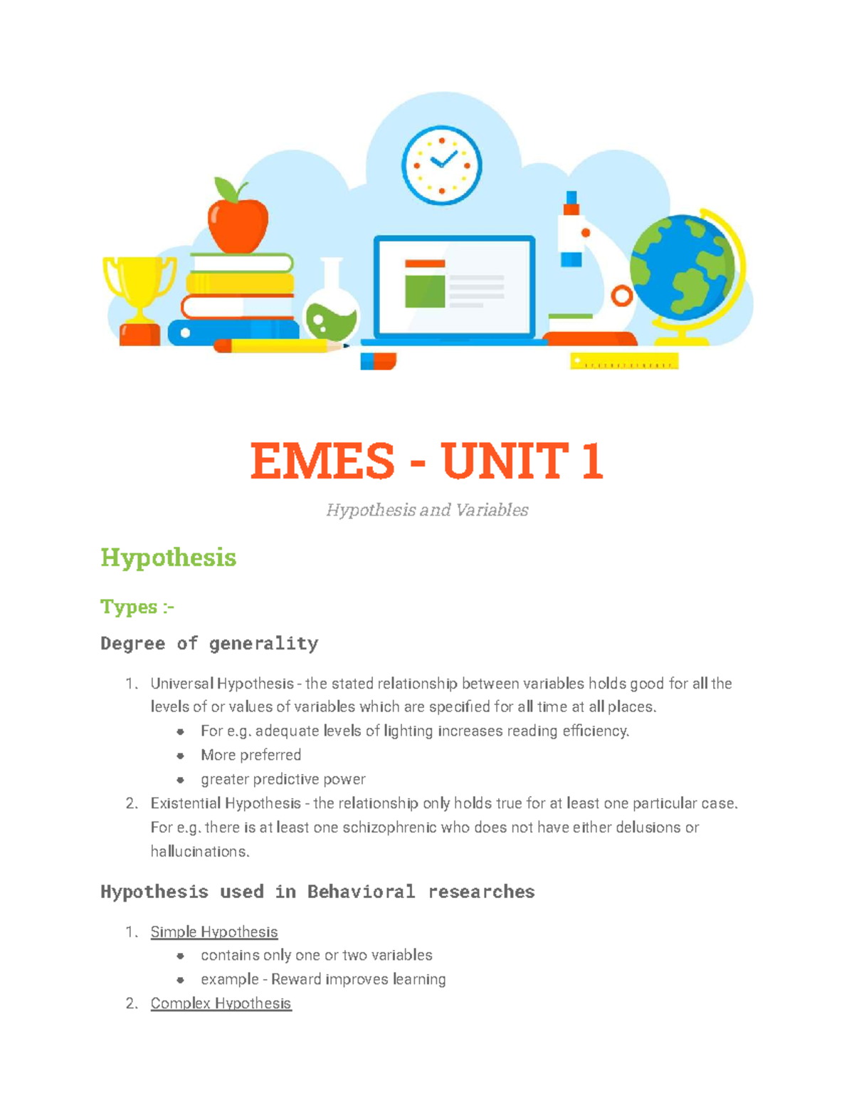 EMES - UNIT 1 - Research Methodology & Experimental Design Notes - Studocu