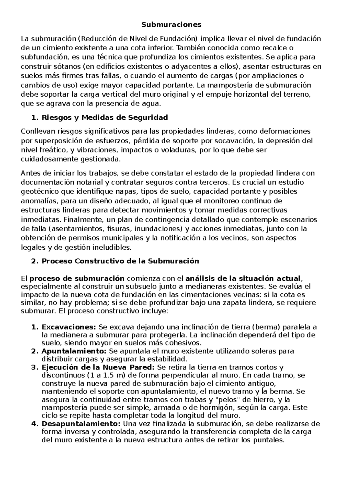 Recalce de Muros y Submuración: Técnicas y Seguridad en Construcción ...