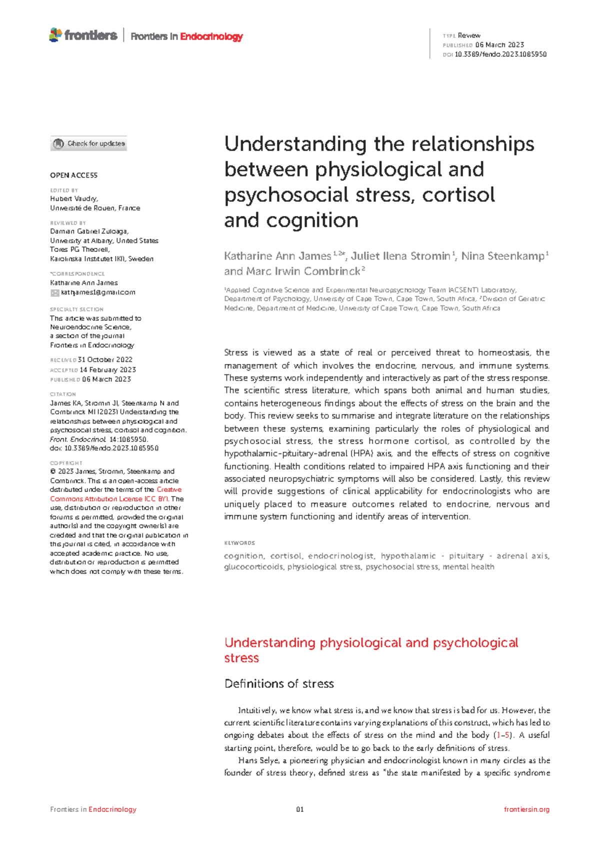 Understanding Physiological and Psychosocial Stress: Impacts on ...