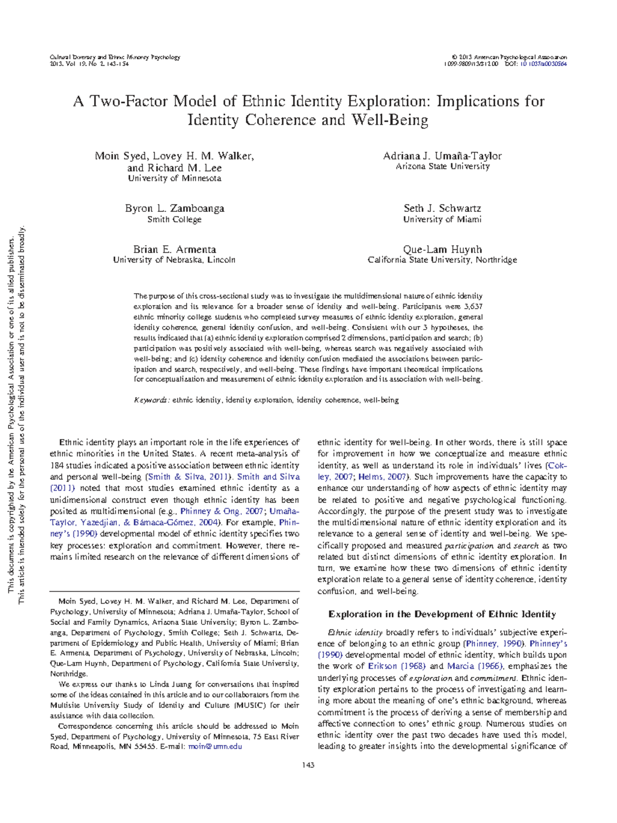 A Two-Factor Model of Ethnic Identity Exploration: Implications for ...