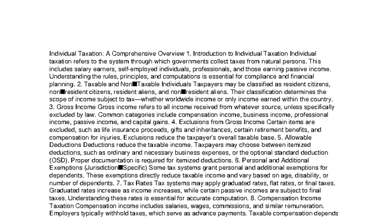 Individual Taxation: Comprehensive Guide and Key Concepts - Studocu
