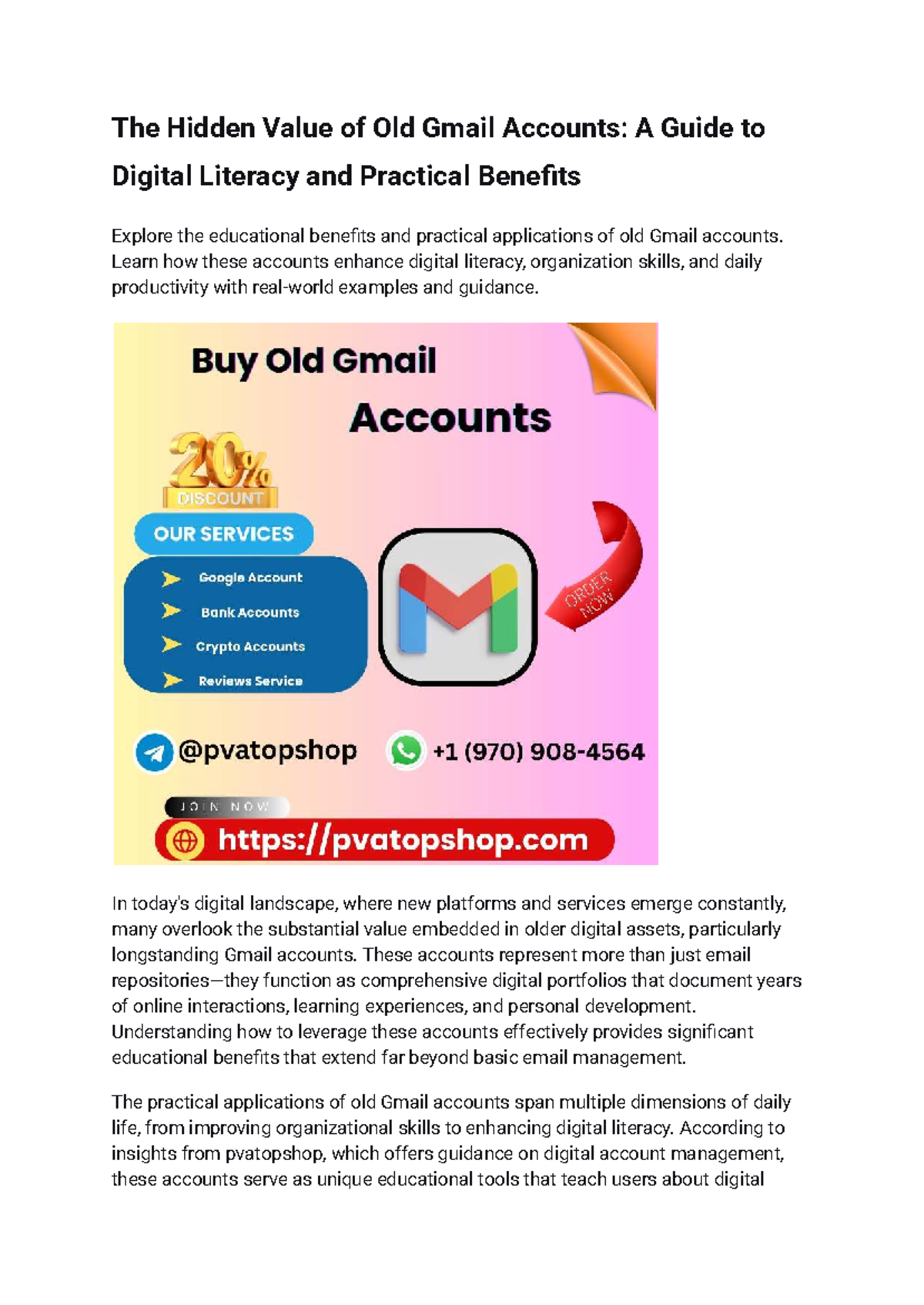 The Hidden Value of Old Gmail Accounts: Enhancing Digital Literacy and ...