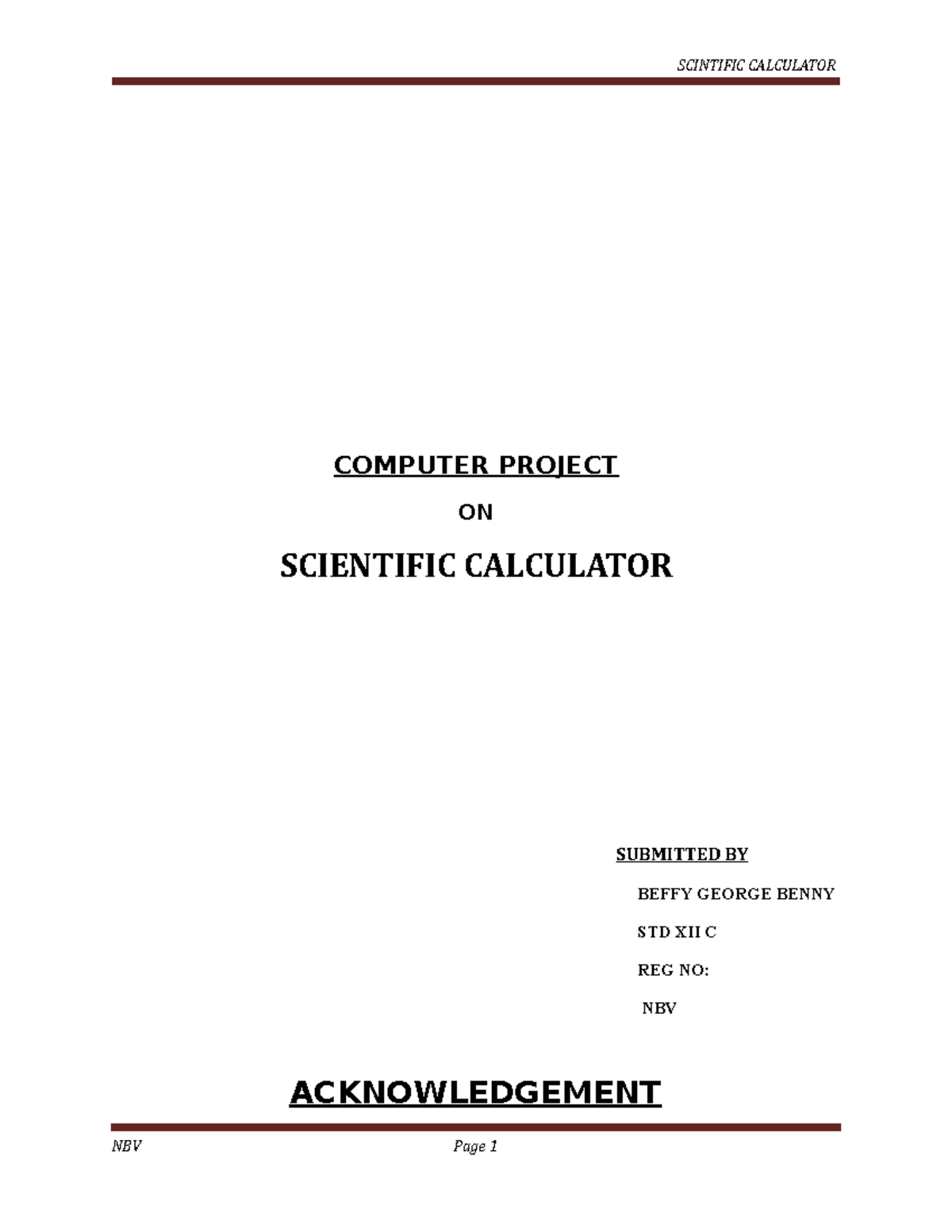 Scientific Calculator Project (Computation & C++) - Std XII C - Studocu