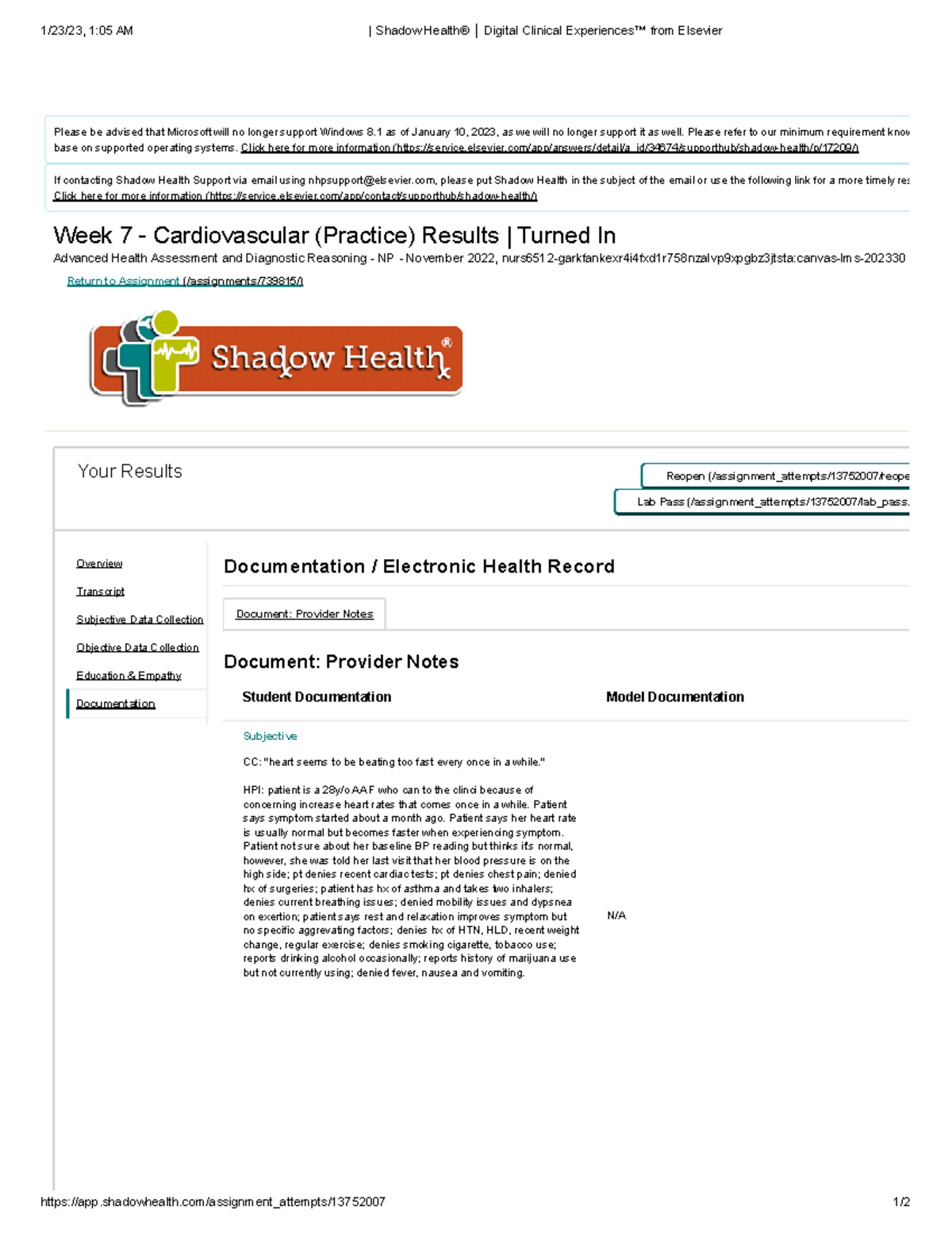 Week 7 Cardiovascular (Practice) Results - Studocu