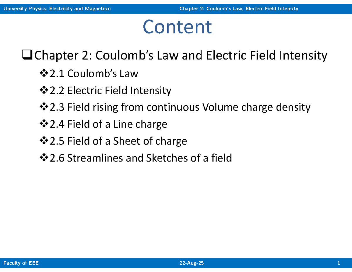 University Physics: Electricity and Magnetism (Ch02) - Coulomb's Law ...